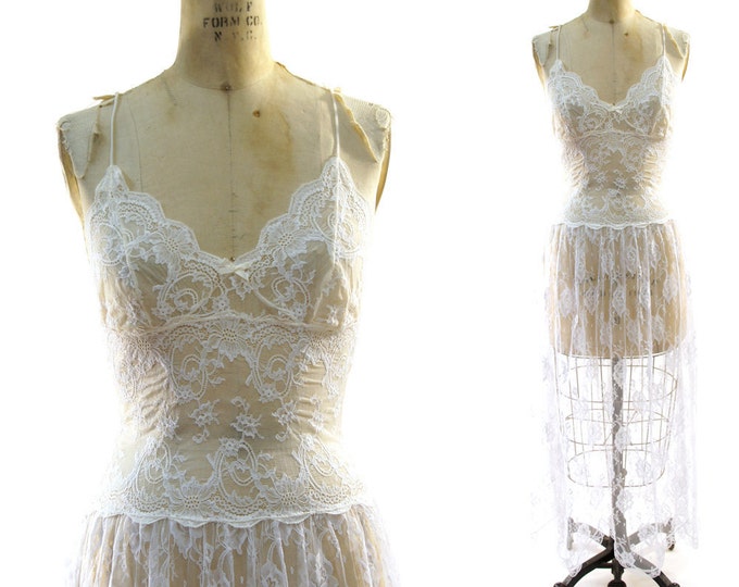 Miss Lonely Hearts Sheer White Lace Negligee or Dress - Etsy