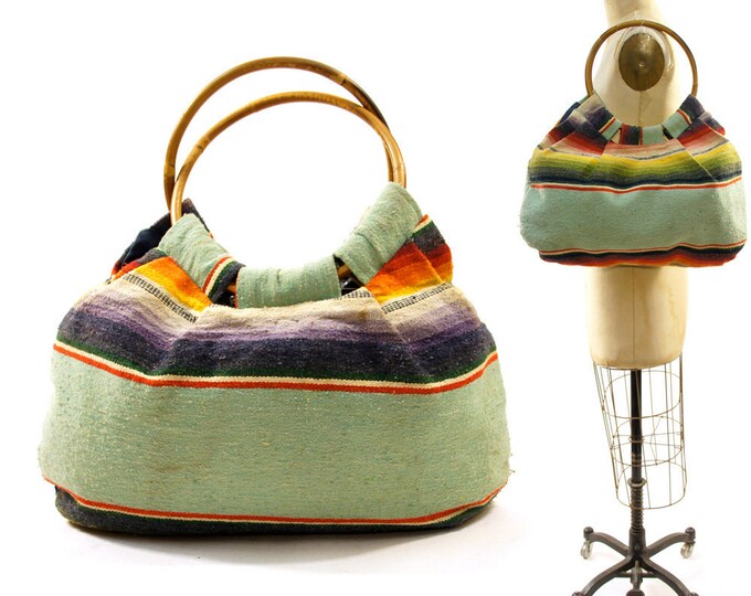 Southwest Serape Bag With Bamboo Handles - Etsy