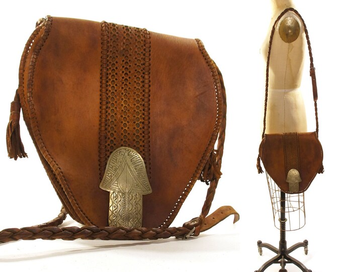 Moroccan Leather Purse / Tooled Leather Bag / Four Winds / Moroccan ...
