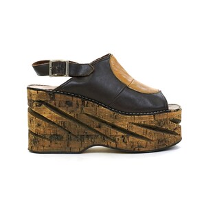 Cork Platform Leather Mules Vintage 60s Women's Size 7.5 | Etsy