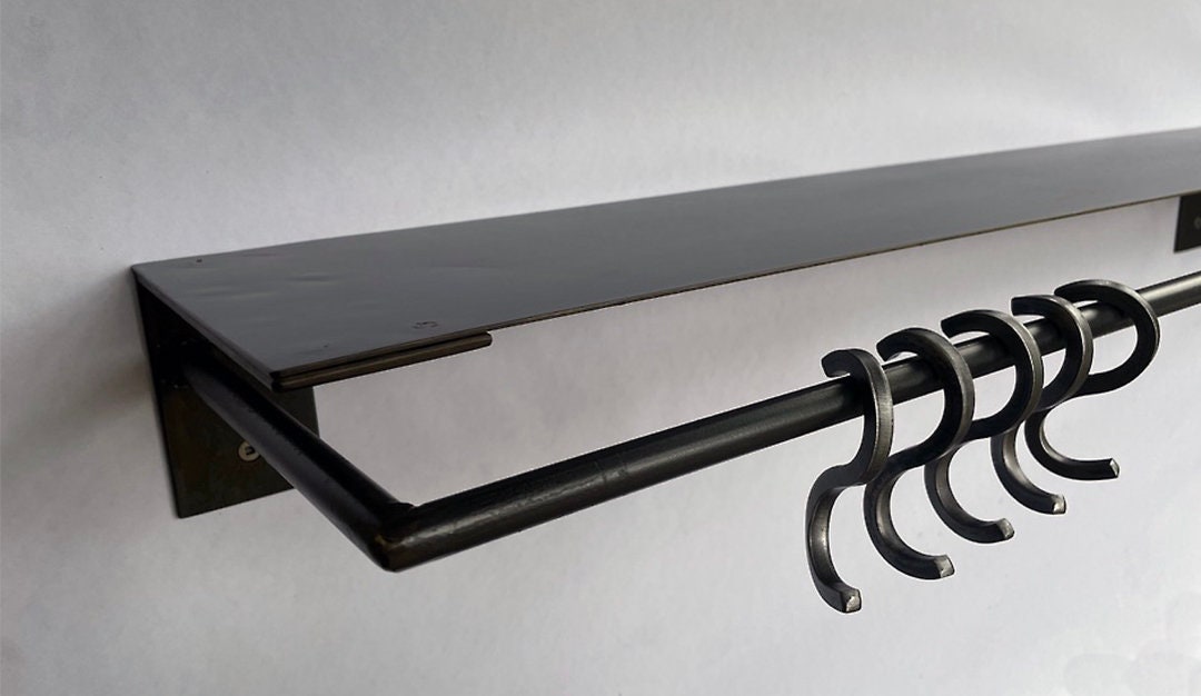 Steel Shelf for Kitchen With Pot Rack, Minimal and Modern Design Pot ...