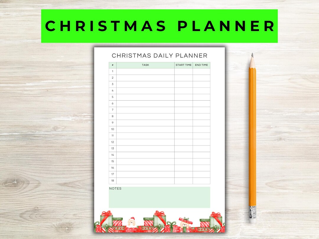 ADHD Christmas Daily Planner Printable Holiday Task Tracker Time ...
