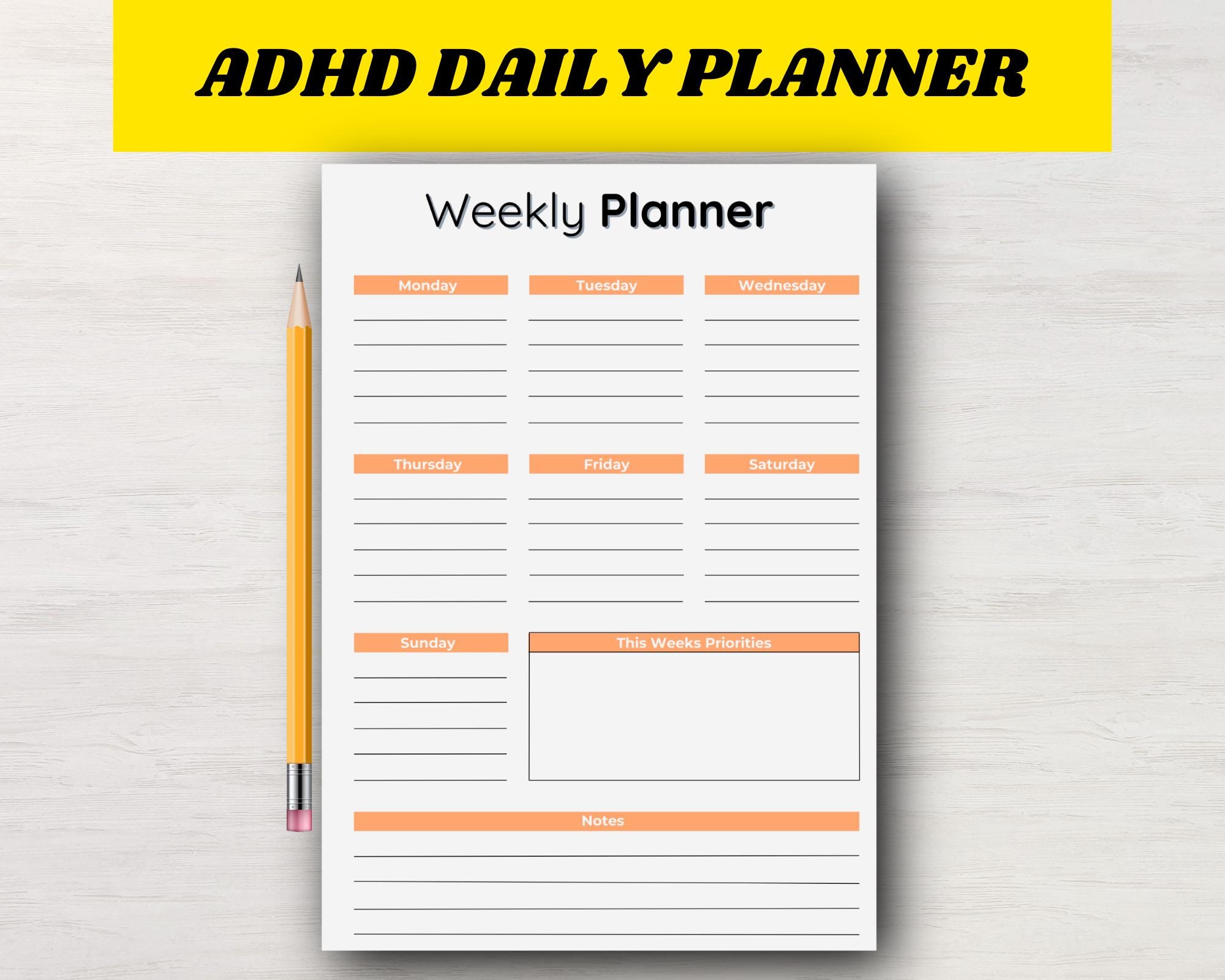 ADHD Weekly Planner Printable Weekly Schedule Task Tracker Goal Setting ...