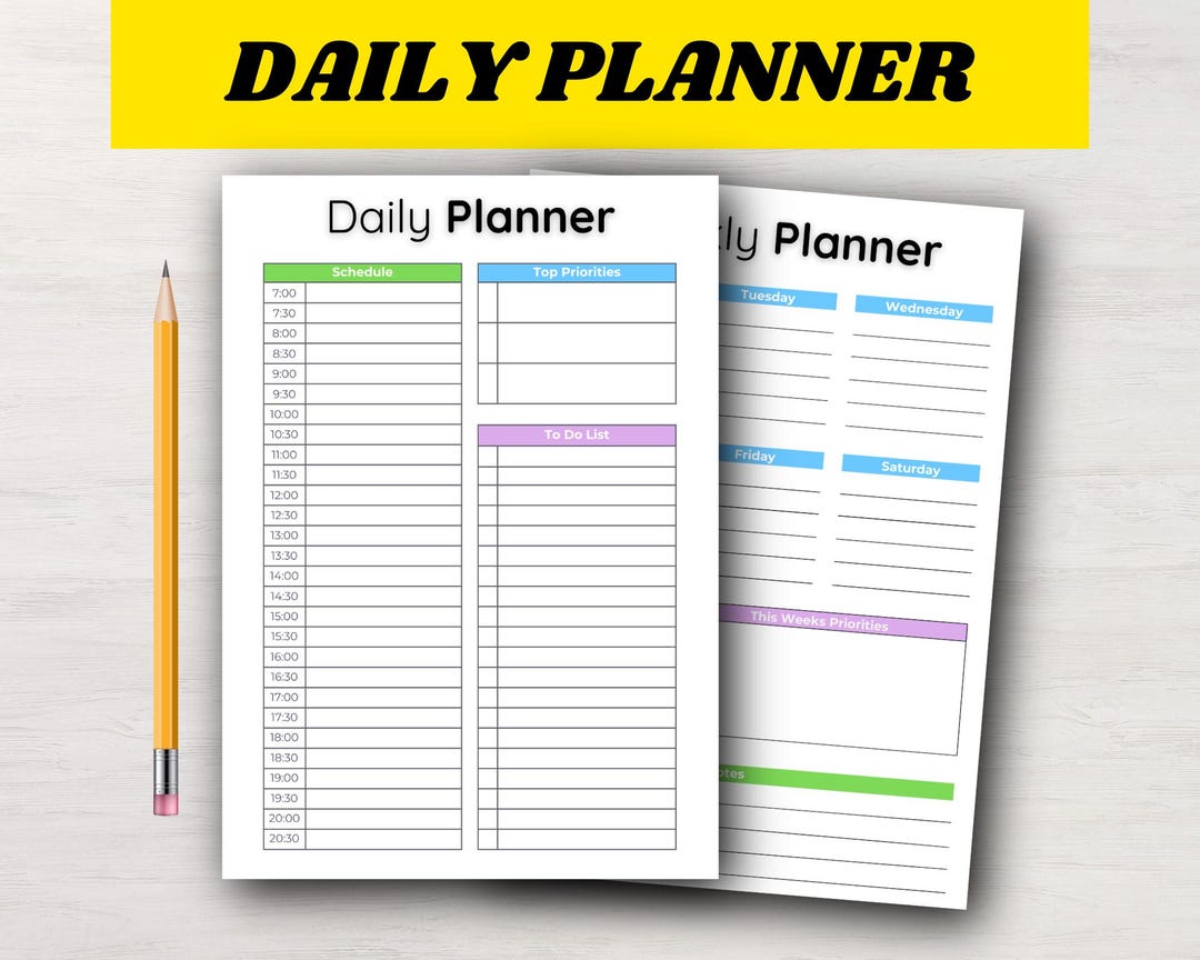 ADHD Daily and Weekly Planner Printable Task Tracker Goal Setting ...