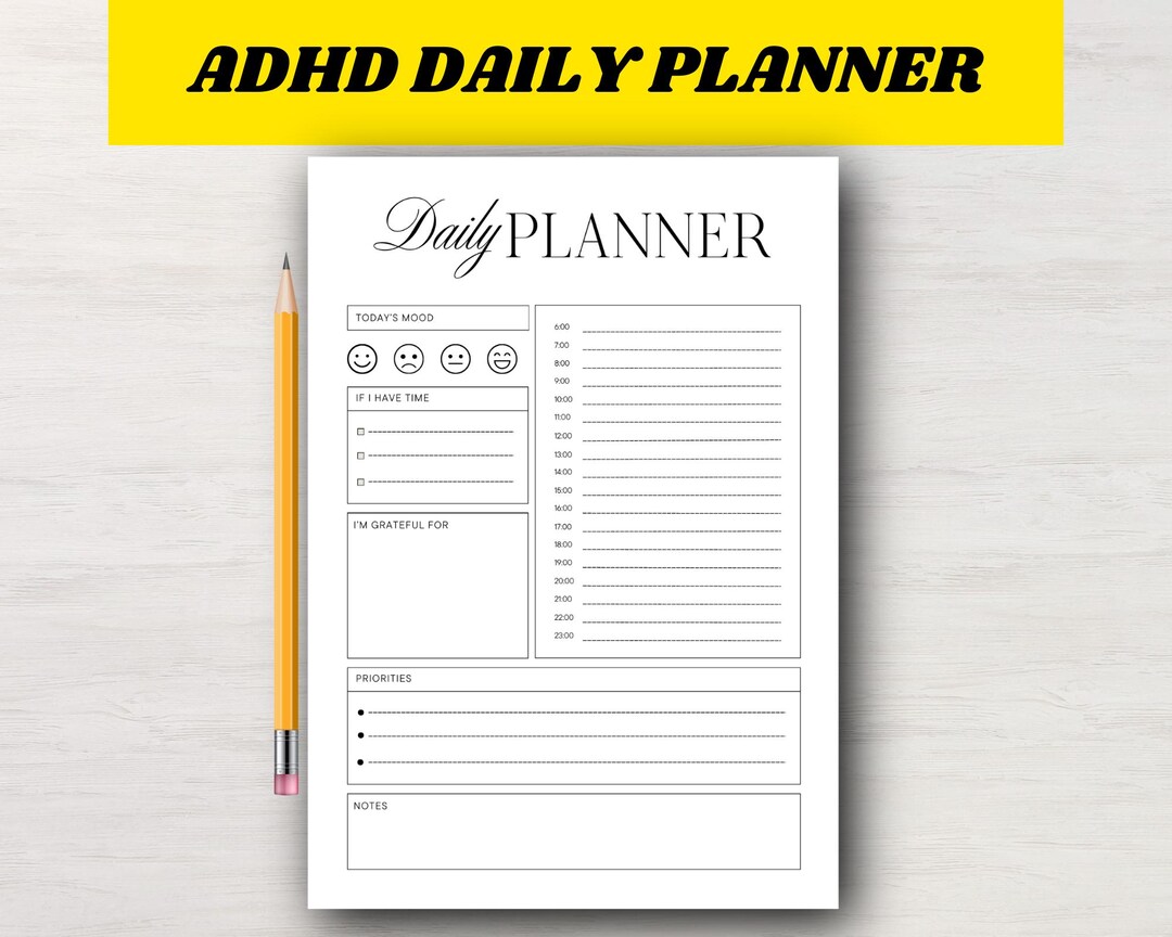 ADHD Daily Planner Printable Task Tracker Goal Setting Daily Schedule ...