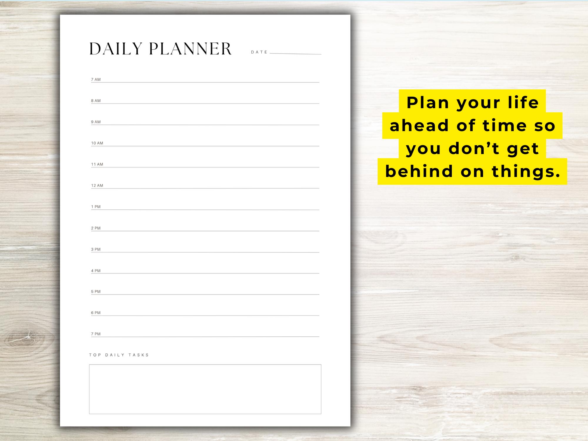 Daily Planner | Printable Schedule | Time Blocking | Hourly Planner ...