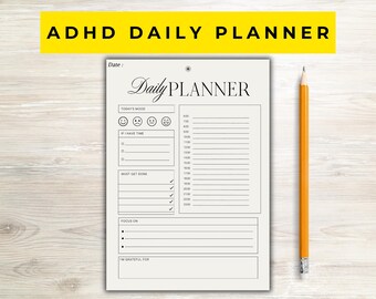 ADHD Daily Planner Printable Time Management Productivity Organizer ...