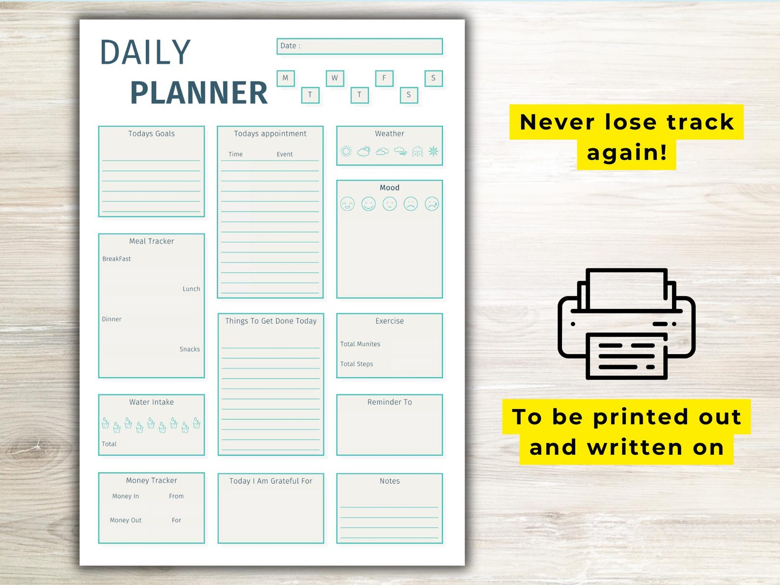 ADHD Daily Planner Printable Time Management Productivity Organizer ...