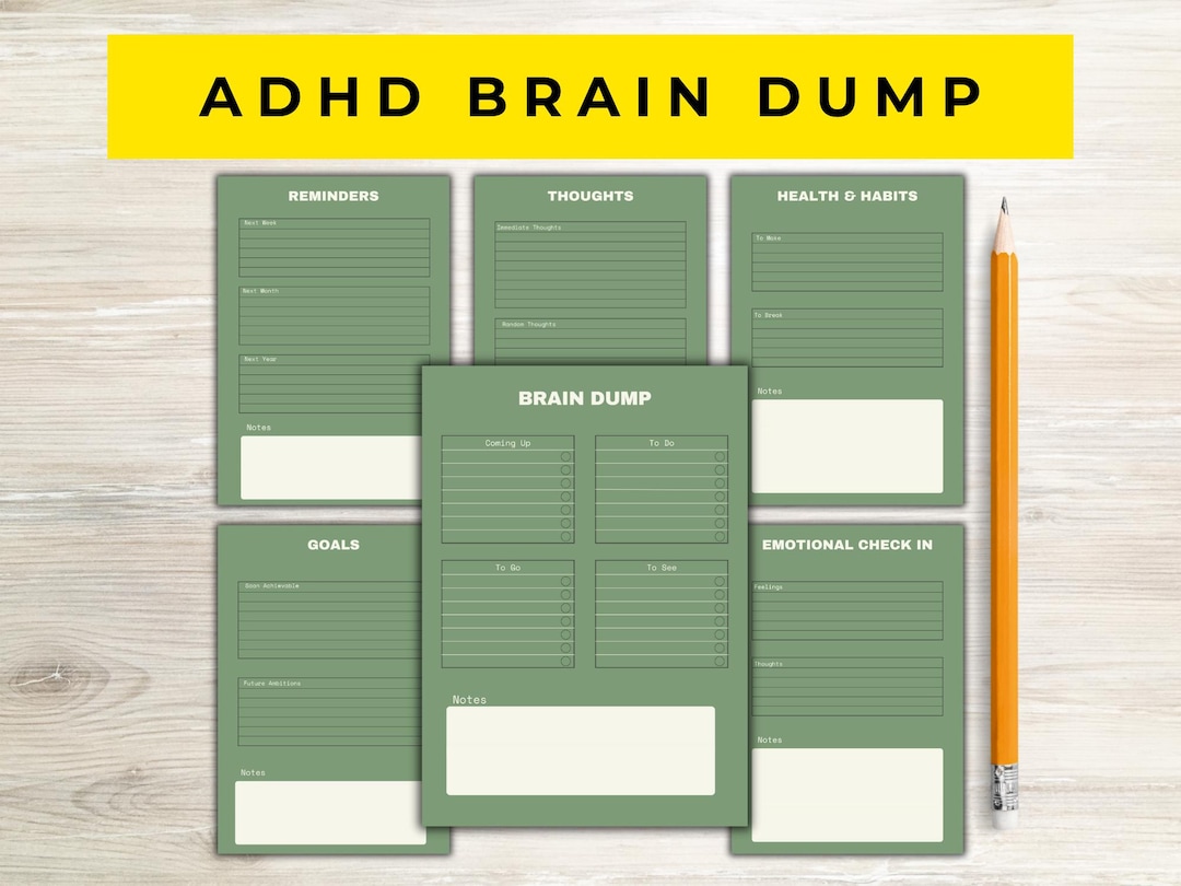 ADHD Checklist, Brain Dump Checklist, ADHD Tick Box, Planner, Print Out ...
