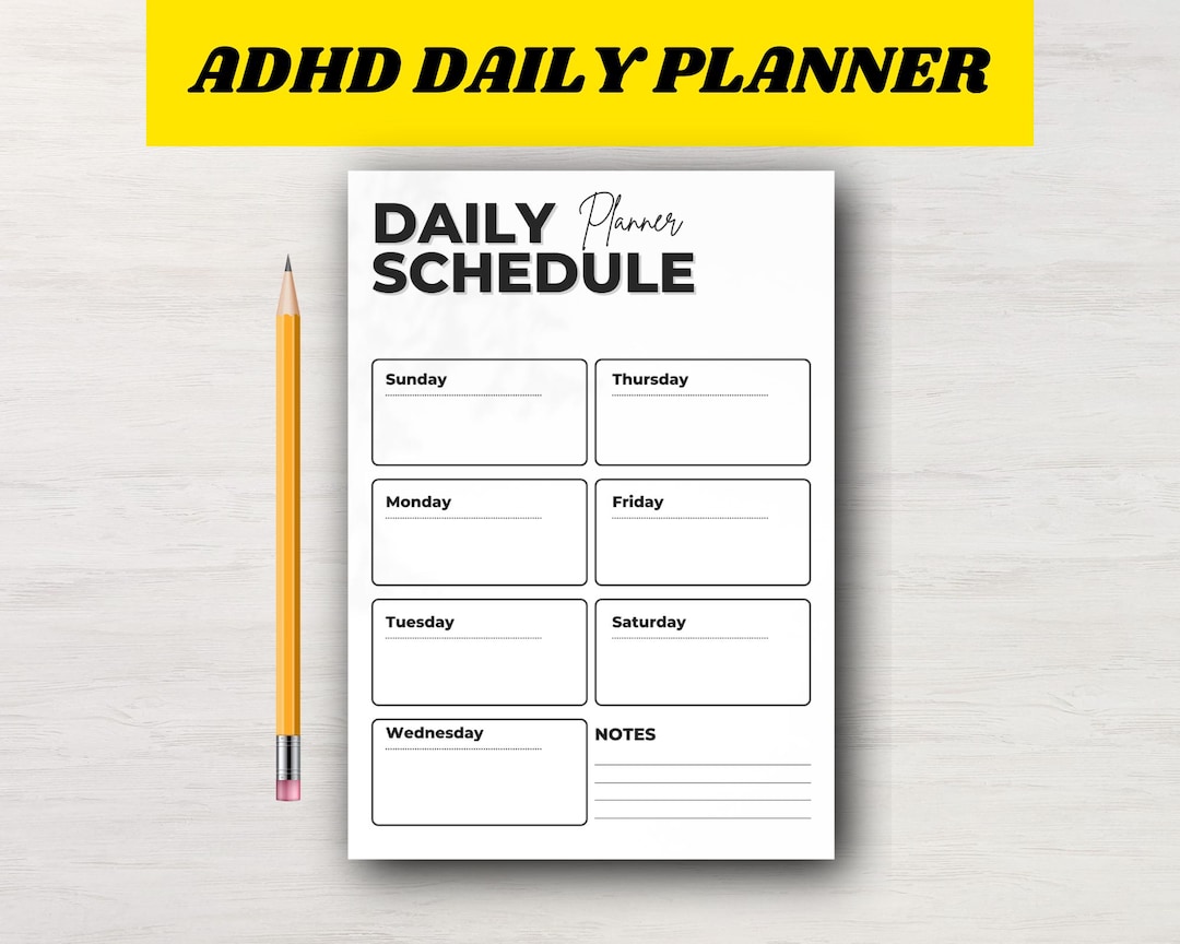 ADHD Daily Schedule Printable Weekly Planner Task Tracker Goal Setting ...