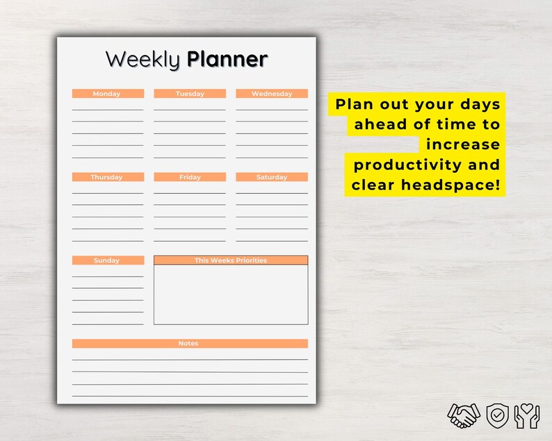 ADHD Weekly Planner Printable Weekly Schedule Task Tracker Goal Setting ...
