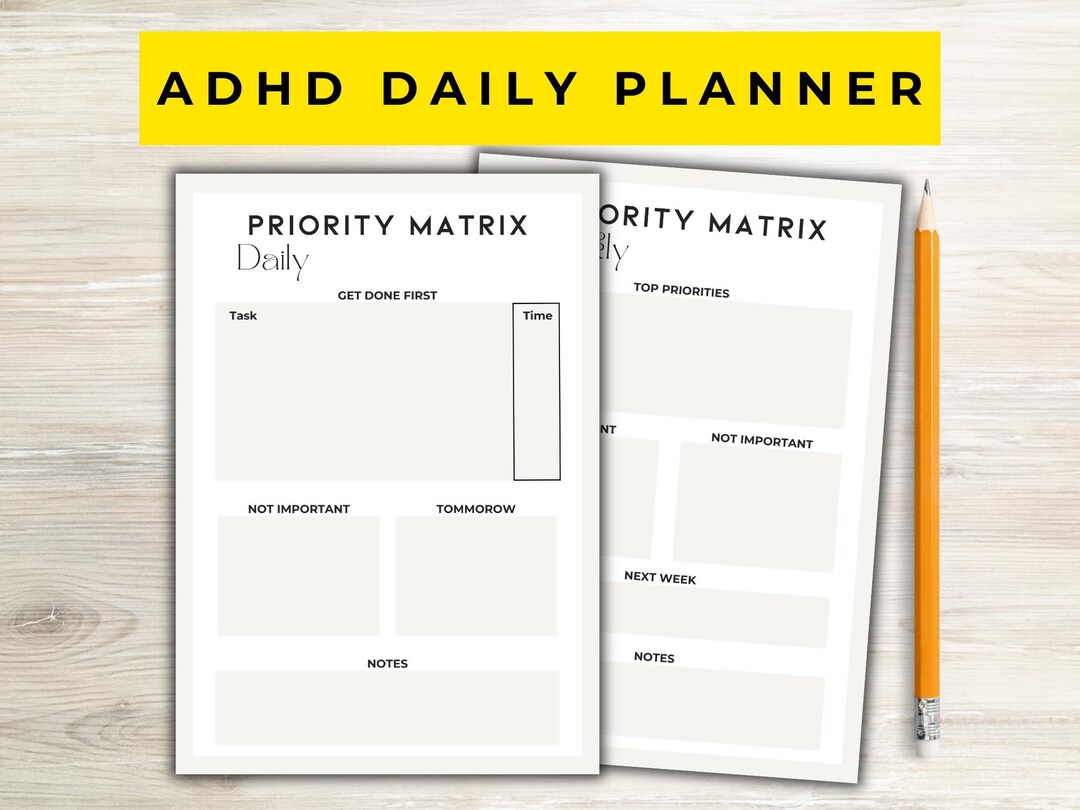 ADHD Priority Matrix | Printable Task Prioritization Tool | Daily ...