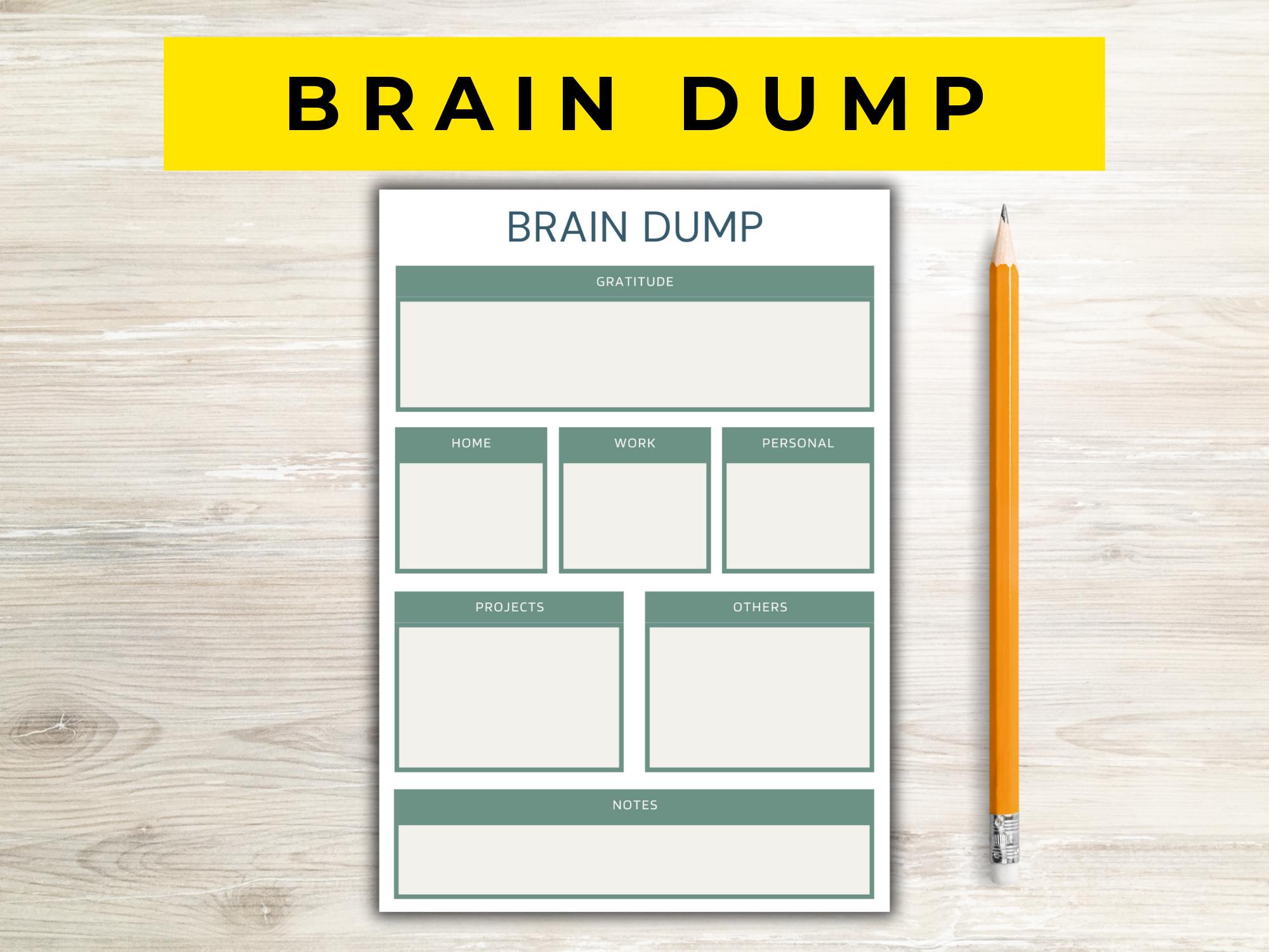 Brain Dump, Checklist, Brain Dump Checklist, Printable Tick Box ...