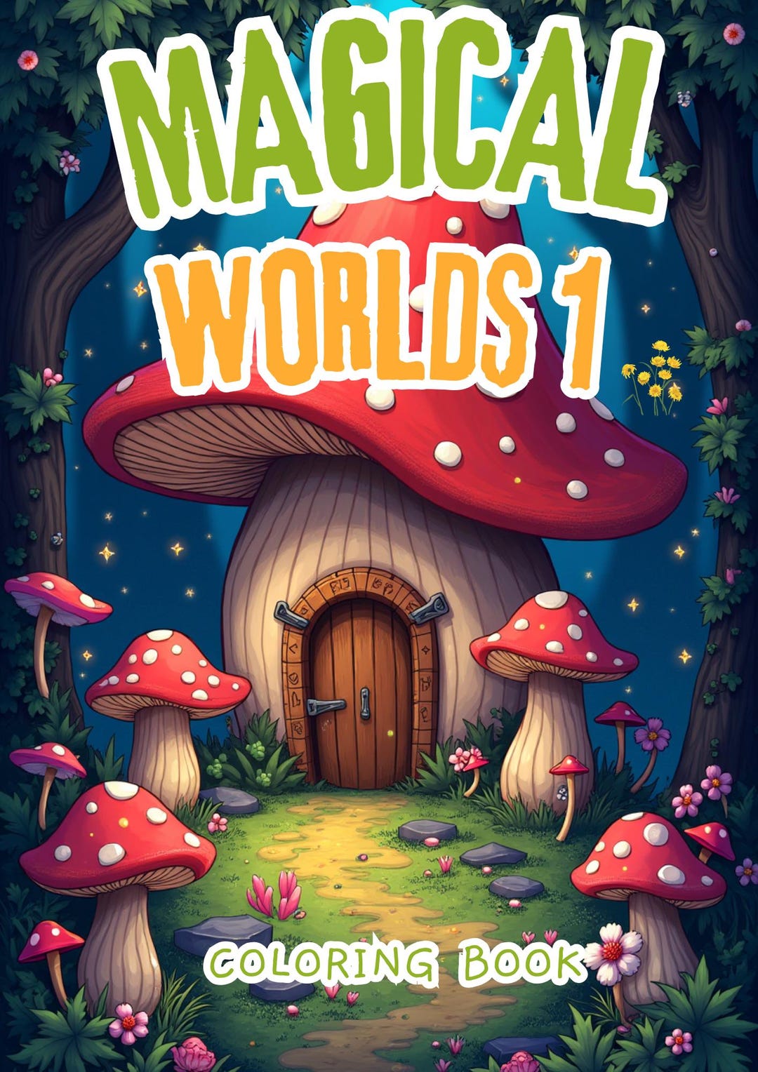 Set of 6 - Magical Worlds Coloring Pagesadult Coloring Page / Magical ...