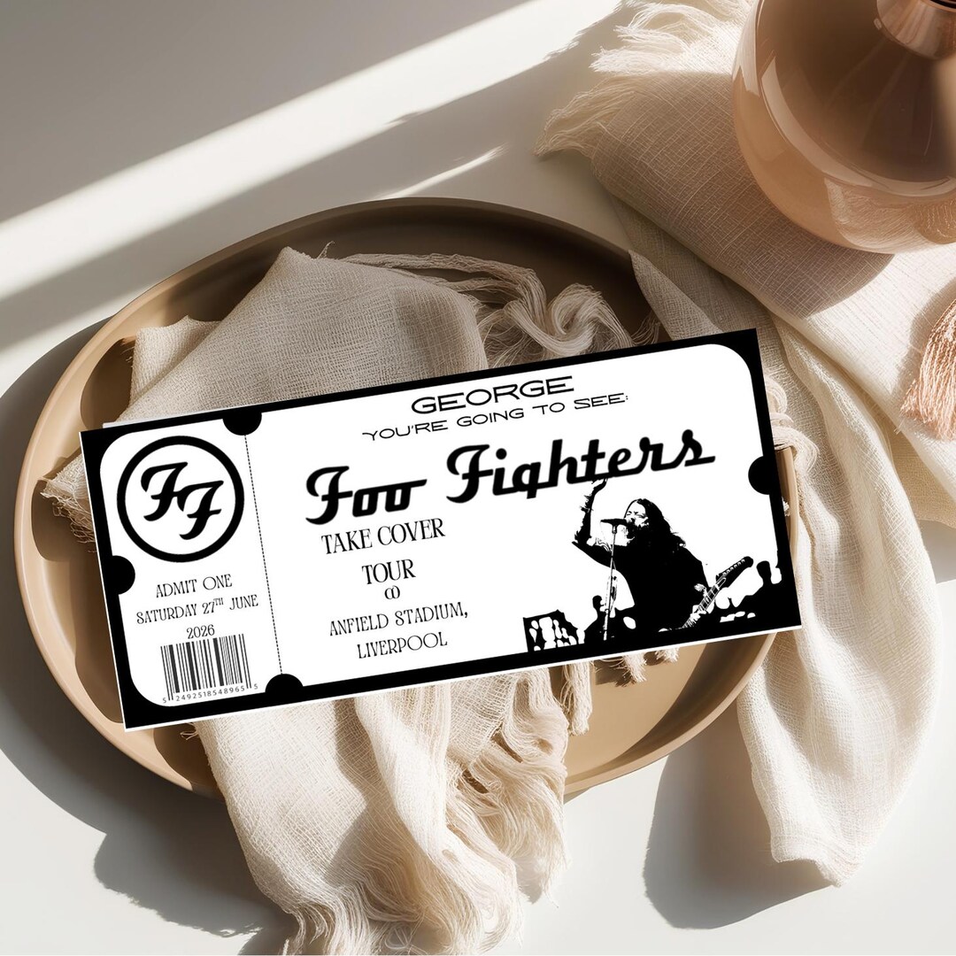 Foo Fighters 2026, Personalised Concert Ticket, Event Ticket, Take Me ...