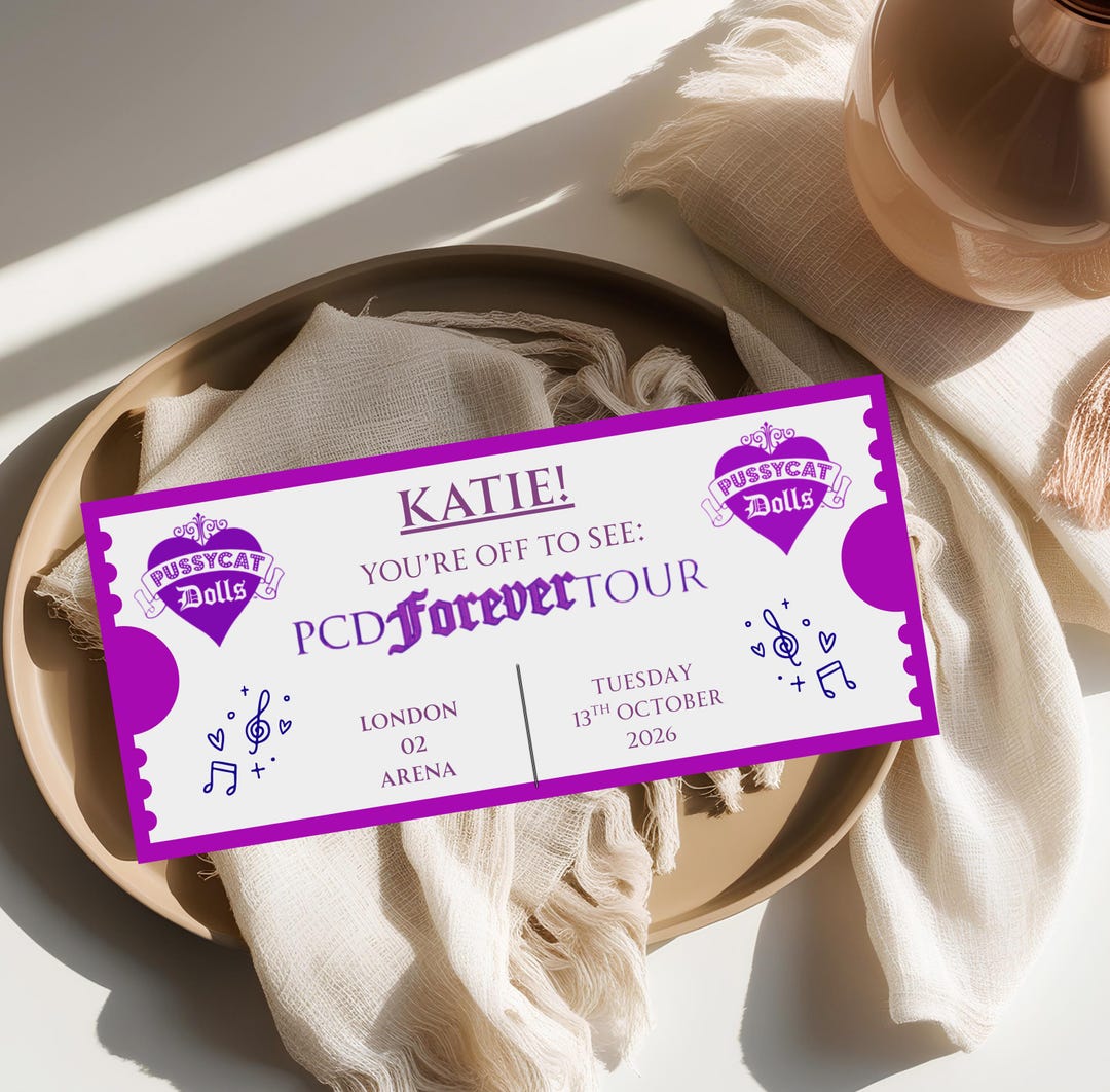 Personalised Pussycat Dolls Reunion Tour Foil Ticket, PCD Forever ...