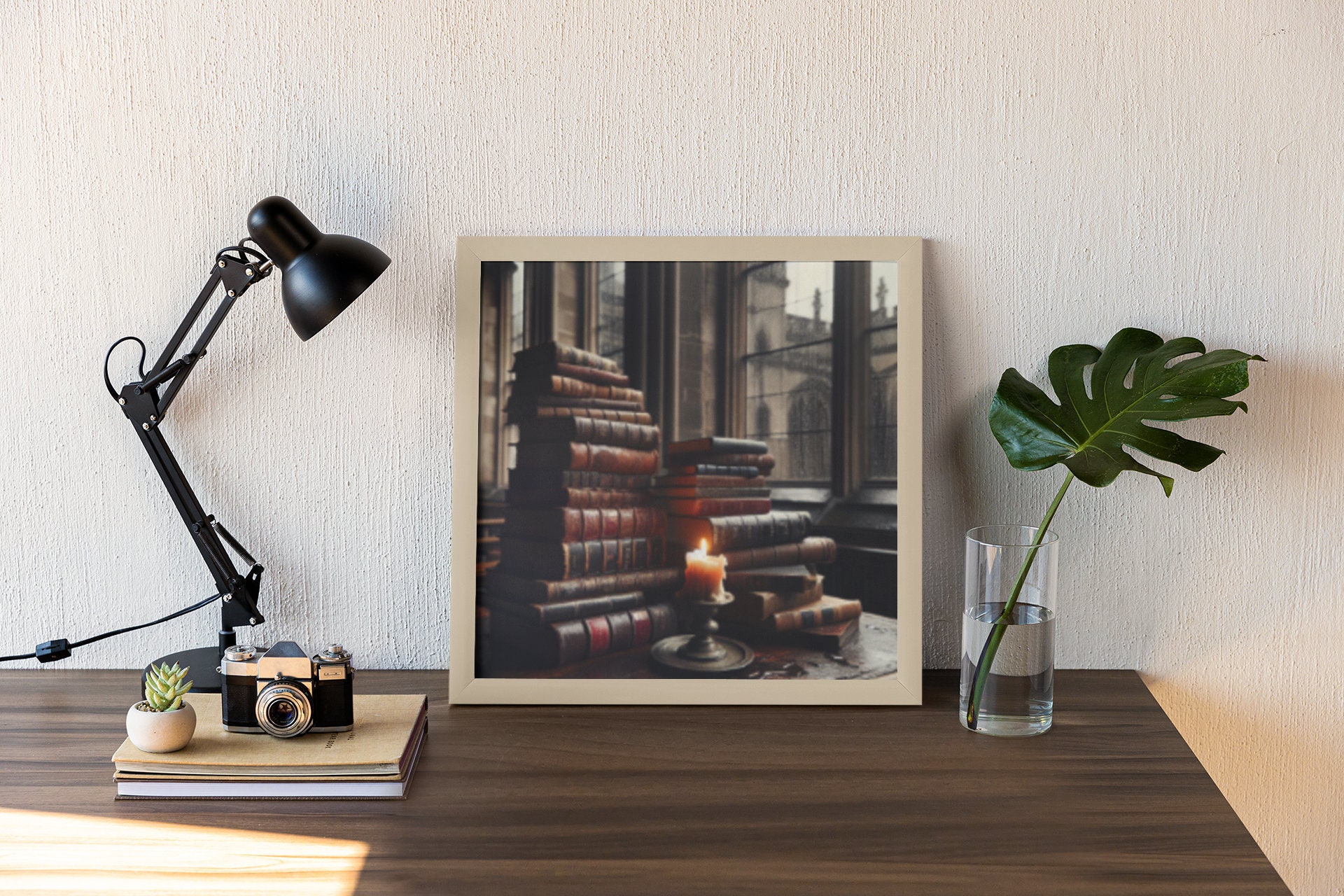 Vintage Library Oil Painting Wall Art Vintage Moody Art Print Uni ...