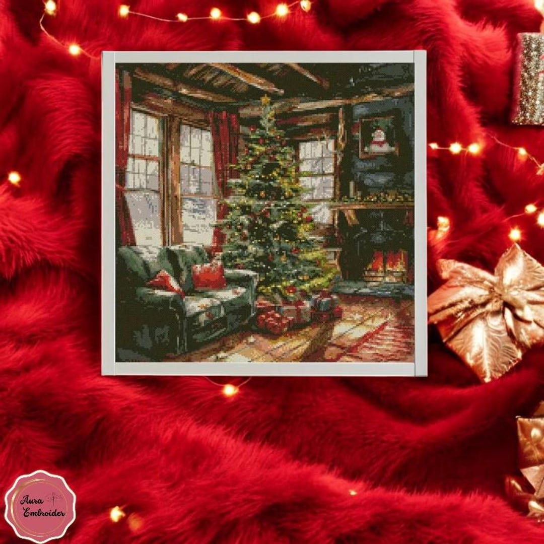 DIY Christmas Tree Cross Stitch Kit Complete Embroidery Set With Fabric ...