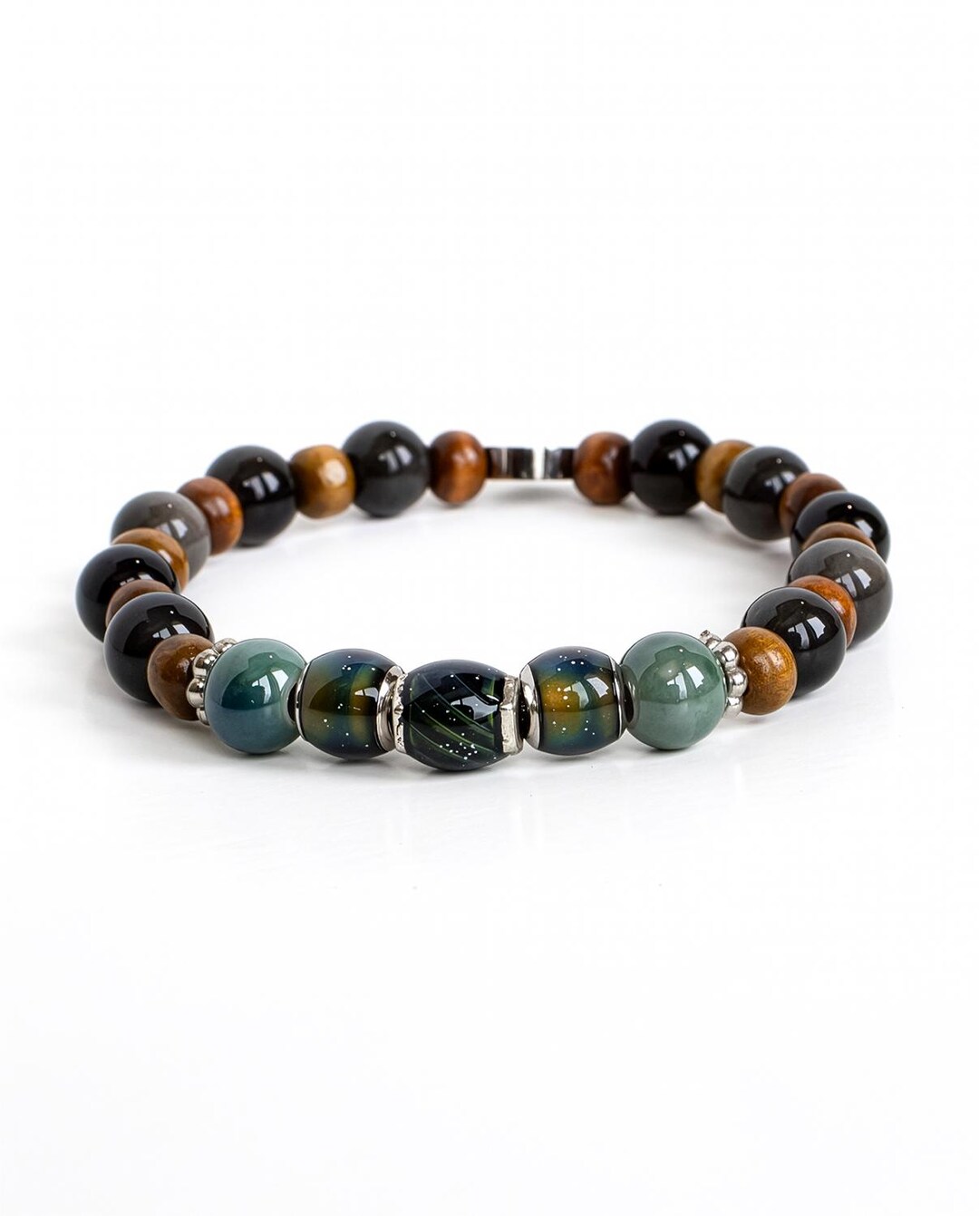 Chroma Shift BRACELET–CUSTOM Stretch Wood Glass Ceramic Mood-changing ...