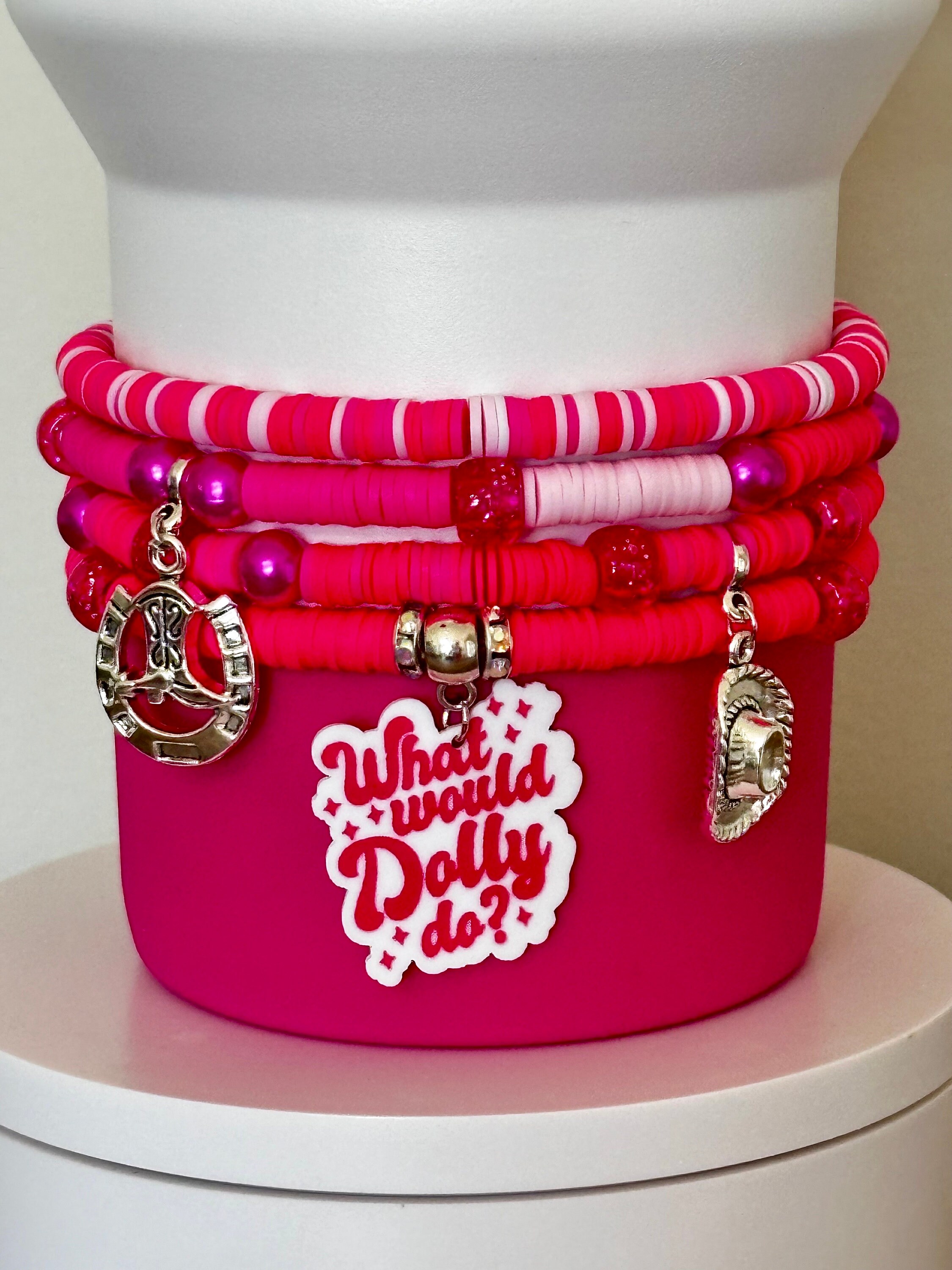 Pink Stacking Bracelets what Would Dolly Do Tumbler Accessories Charm ...