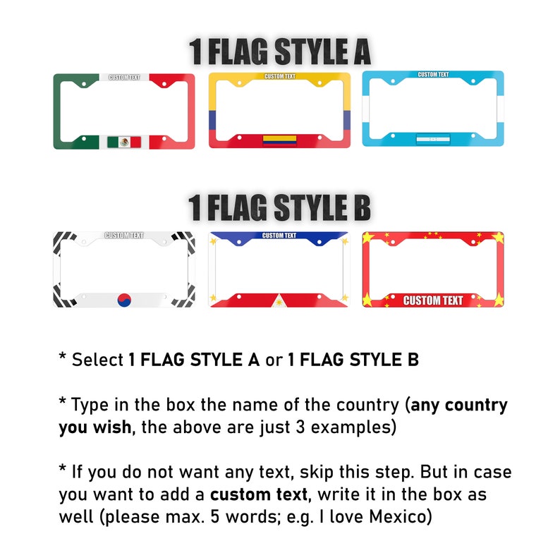 Custom Country Flag License Plate Frame: Personalized Metal Bright ...