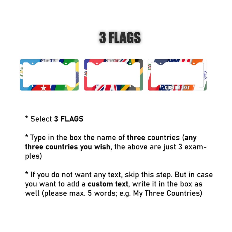 Custom Country Flag License Plate Frame: Personalized Metal Bright ...