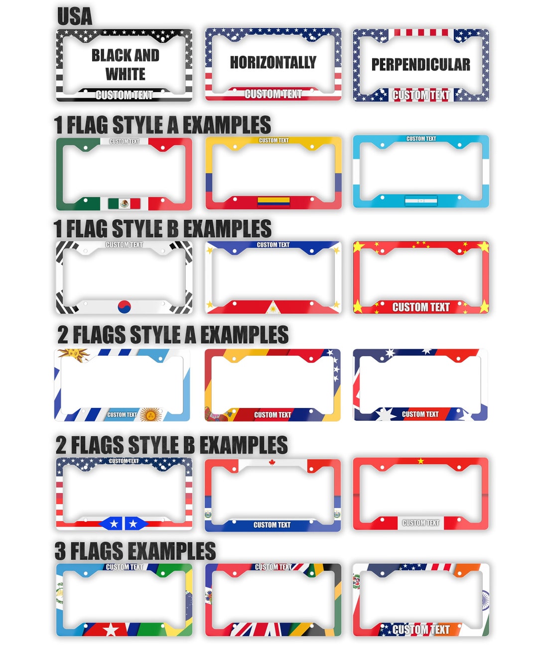 Custom Country Flag License Plate Frame: Personalized Metal Bright ...