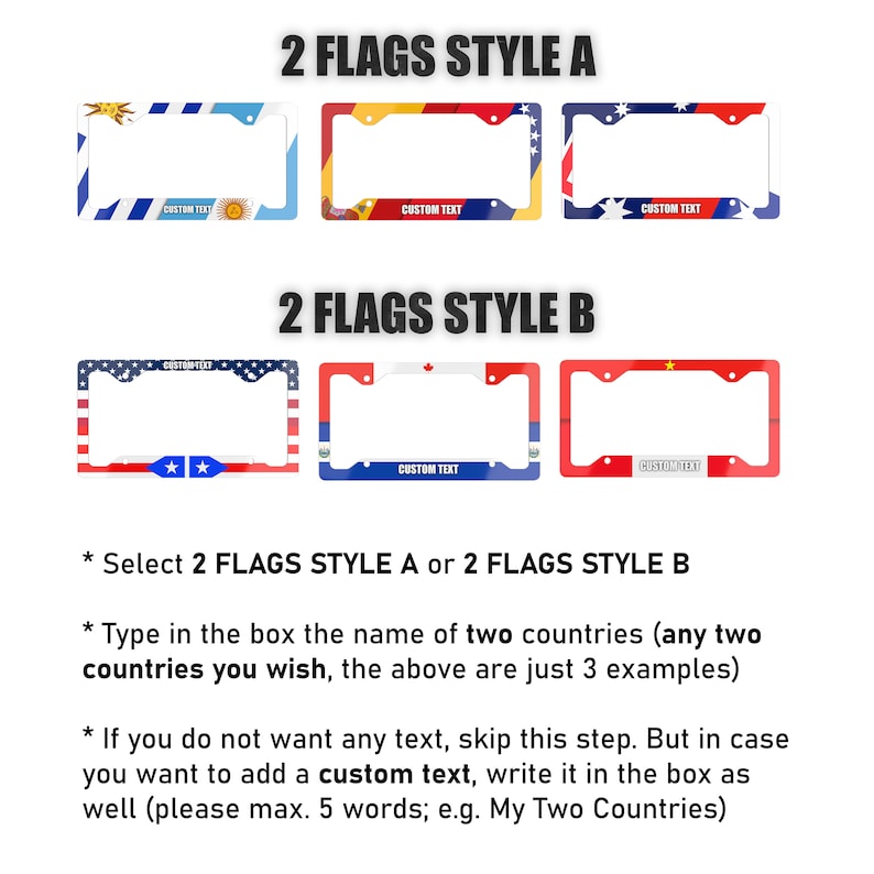 Custom Country Flag License Plate Frame: Personalized Metal Bright ...