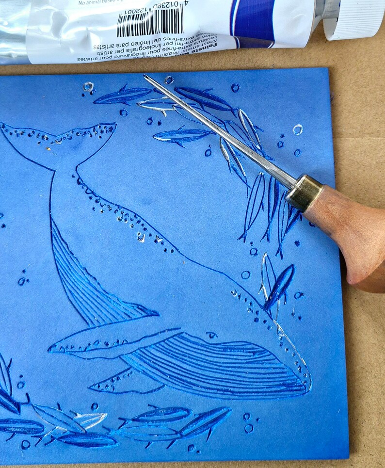 Original Lino Cut Print,sea Art,ocean Print,seaside Art,boho Gift ...