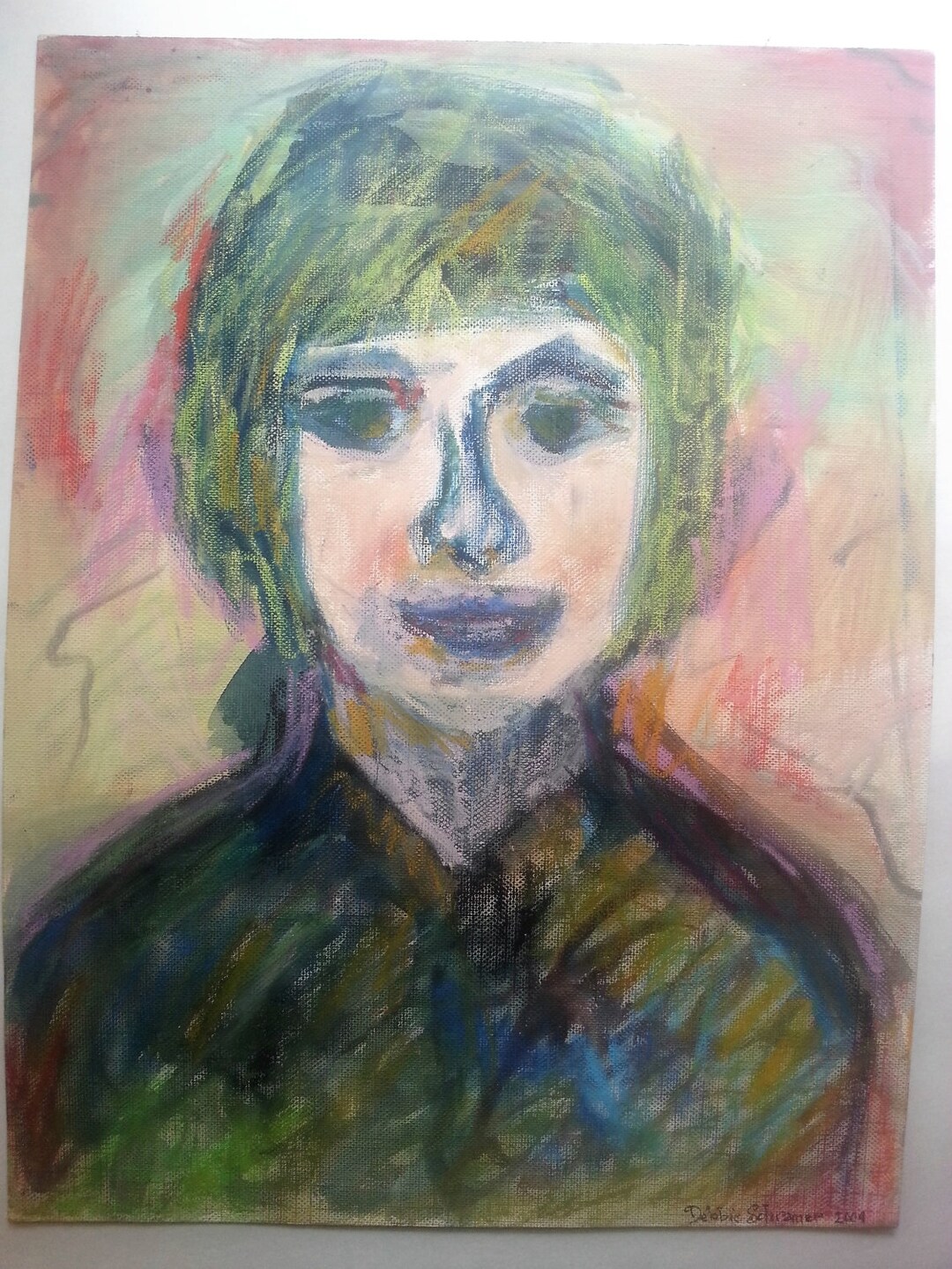 Unique Portrait Painting on Canvas, Wonderful Colors, Naive Artist ...