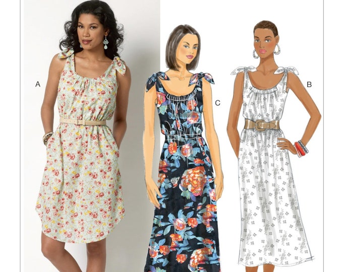 Uncut Butterick Sewing Pattern B6205 6205 Misses' Shoulder-tie Dresses ...