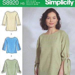 Uncut Simplicity Sewing Pattern 10182 8920 S8920 Misses' Tops Size 6-8 ...