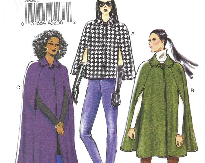 Uncut Vogue Sewing Pattern Very Easy Vogue Capes 8959 - Size XS-S-M L ...