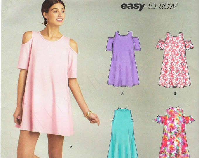 Uncut Simplicity Sewing Patterns 668 8383 Misses' Knit Trapeze Dress ...