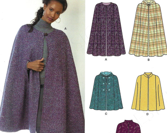 Rare Uncut New Look Sewing Pattern 6073 Women Cape Five Size in One ...