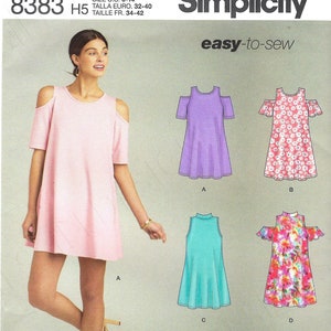 Uncut Simplicity Sewing Patterns 668 8383 Misses' Knit Trapeze Dress ...