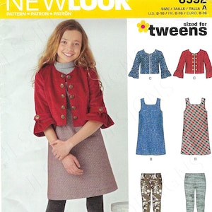 Uncut New Look Sewing Pattern 183 0183 6592 Tweens Girls Jumper Jacket ...