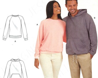 Unisex Raglan Pullover Shirts Simplicity Sewing Pattern S9240 - Etsy