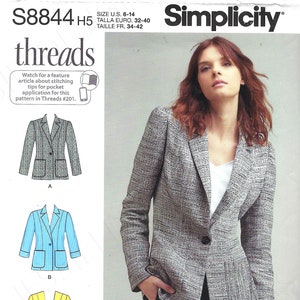 Uncut Simplicity Sewing Pattern 8844 Misses'/miss Petite Unlined Blazer ...