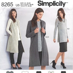 Uncut Simplicity Sewing Pattern 697 8265 Misses Unlined Coat Vest and ...