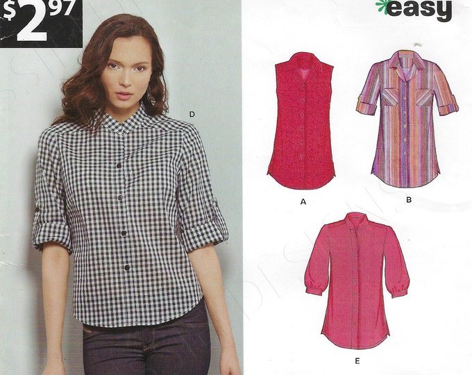 Uncut New Look Sewing Pattern 378 6394 Misses Shirt Button Down Collar ...
