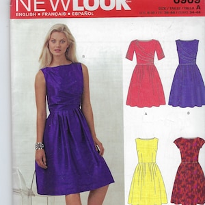Uncut New Look Sewing Pattern 909 6223 Flared Dress W Draped Bodice ...