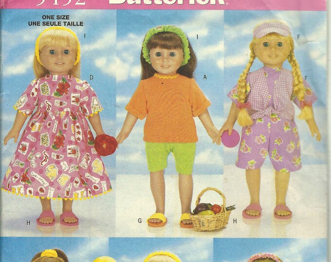 Uncut Butterick Sewing Pattern 18 Dolls: Top, Shorts, Jumper, Skirt ...