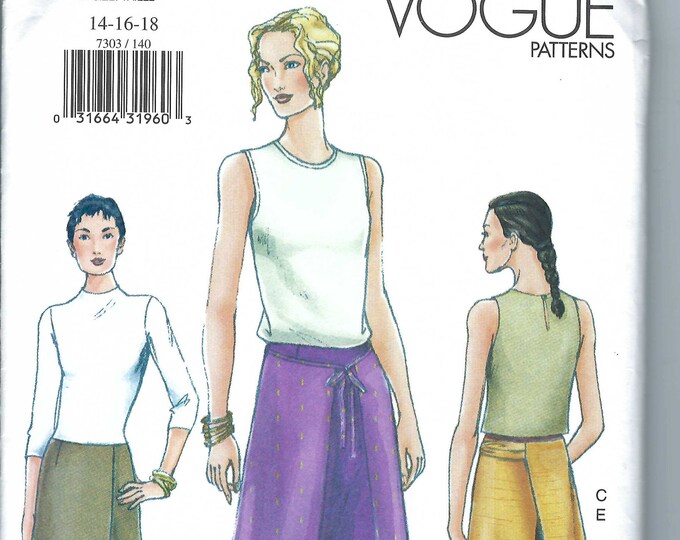 Uncut Vogue Sewing Pattern 7303 Wrap Skirt Overskirt Length Tie ...