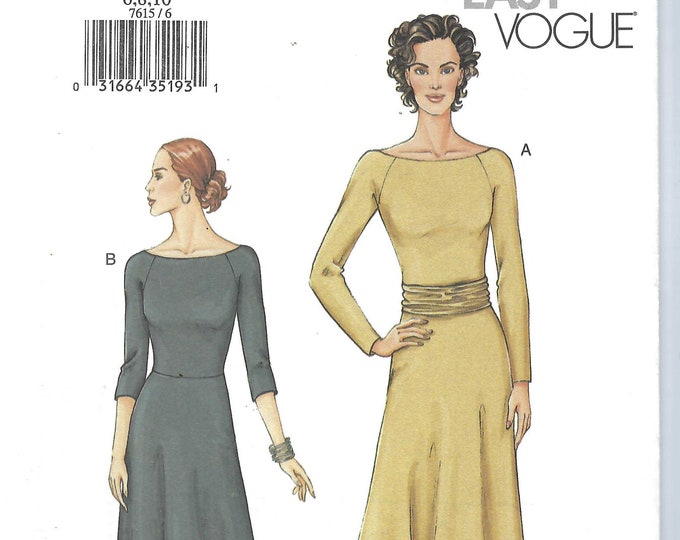 Uncut Vogue Sewing Pattern 7615, Women Dress & Belt Sizes 6-10 Misses ...