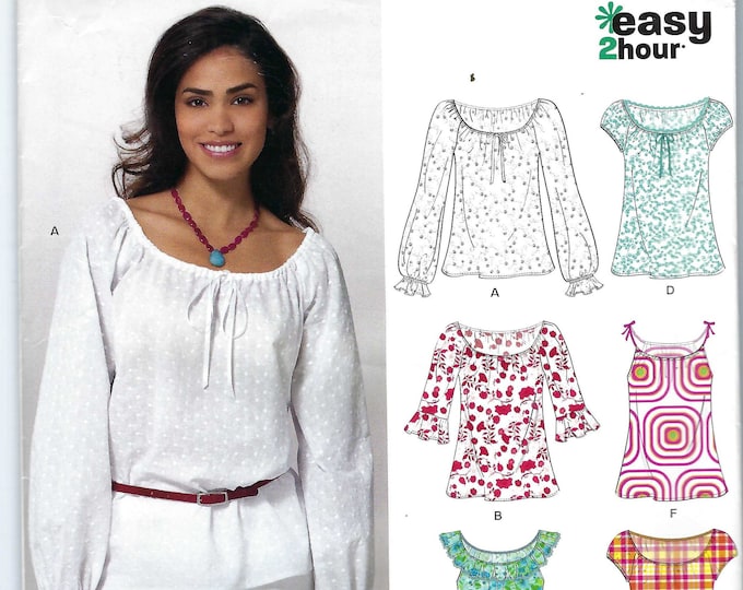Uncut New Look Sewing Pattern 6892 Peasant Tops: Wide Neck Tunic, Tank ...