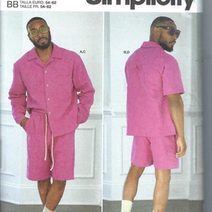Uncut Simplicity Sewing Pattern Men's Shirts and Shorts, Button up ...
