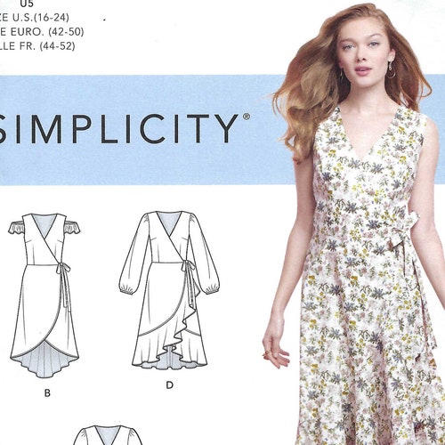 Uncut Simplicity Sewing Pattern 8637 Misses-misses Wrap With - Etsy