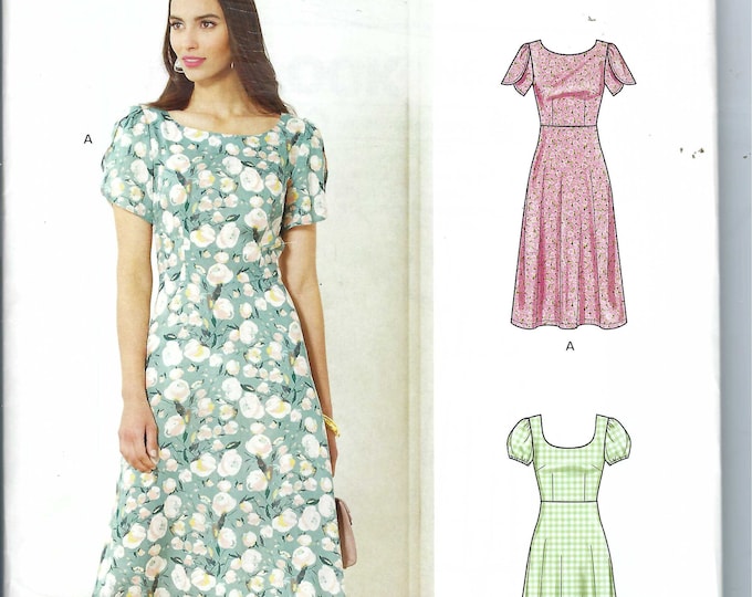Uncut New Look Sewing Pattern Womens Dress, Midi Dress, Puff Sleeve ...