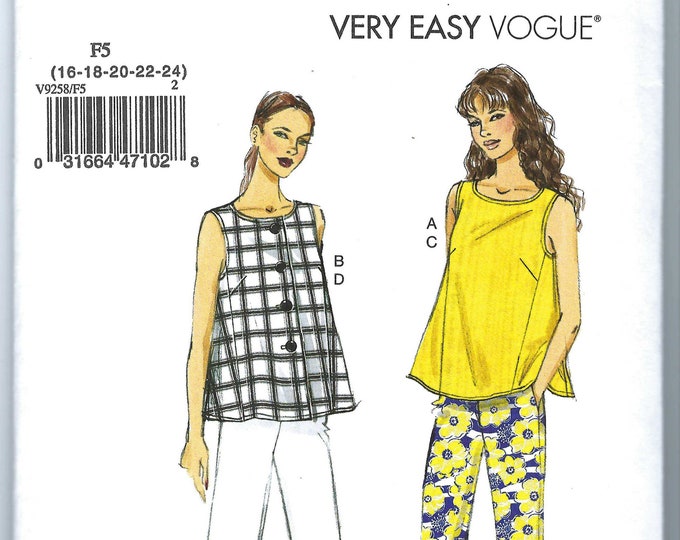 Uncut Vogue Sewing Pattern Women's Tops, Capris, and Pants, Tank Top ...